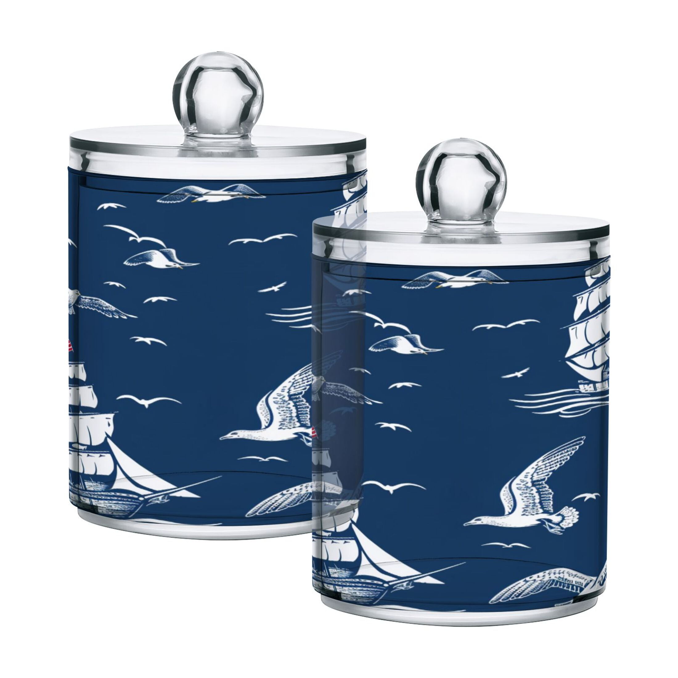 2 Pack Qtip Holder Dispenser Ship with Seagull Clear Plastic Storage ...