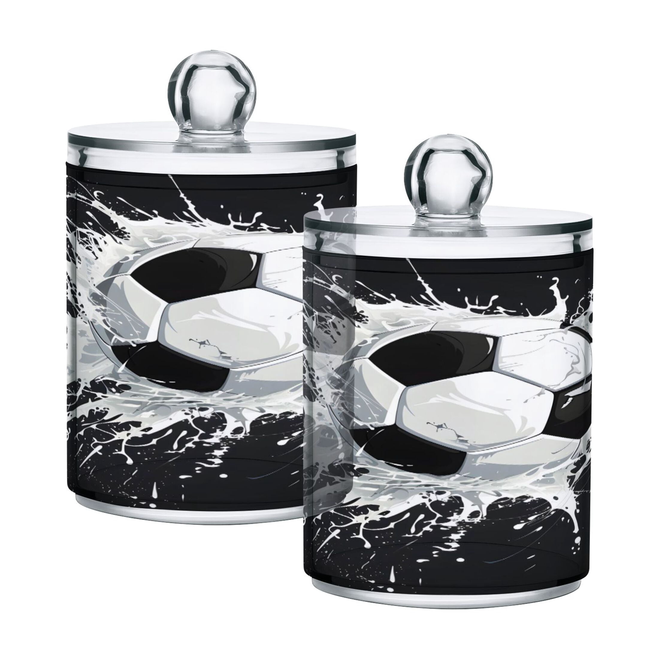 2 Pack Qtip Holder Dispenser Soccer Ball Clear Plastic Storage ...