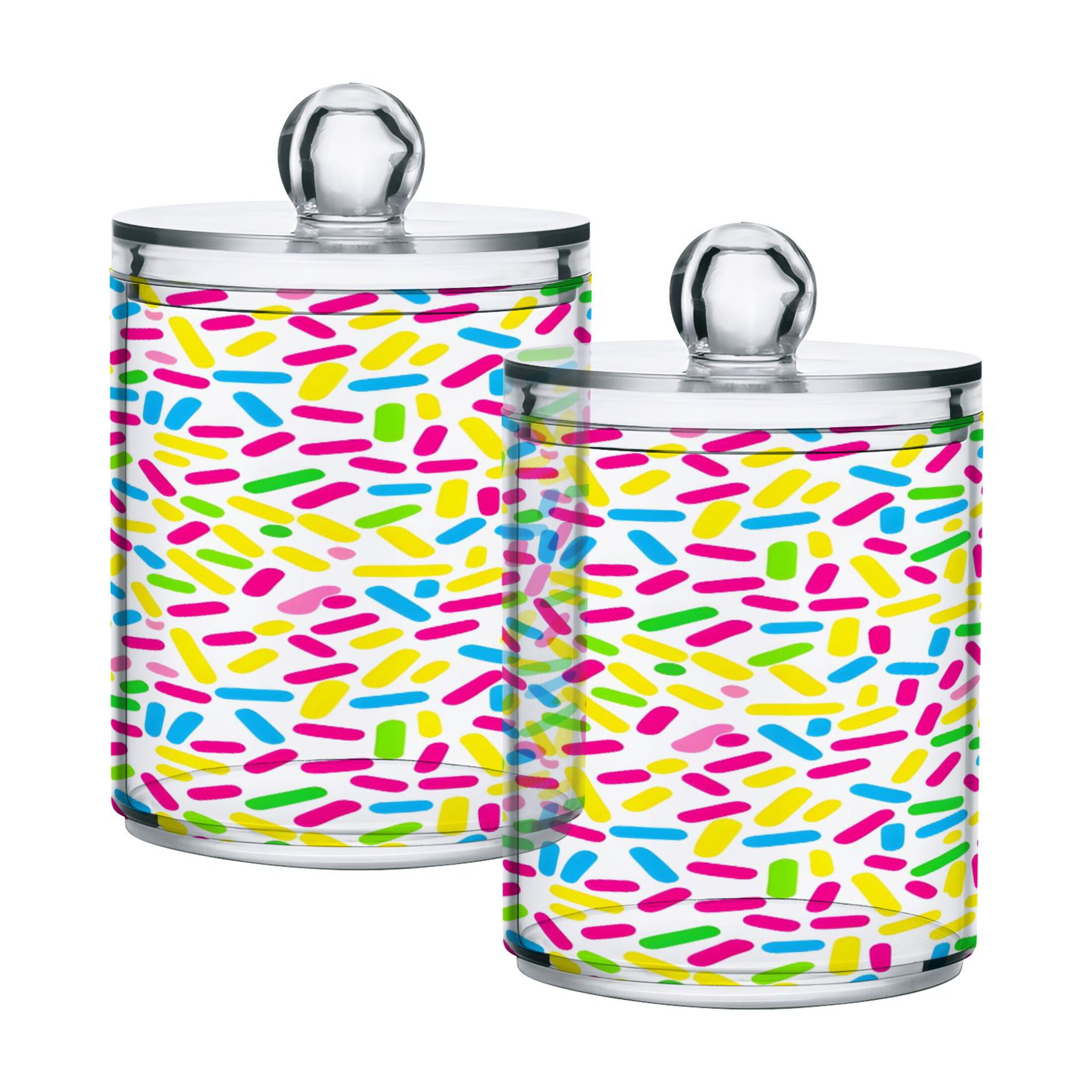 2 Pack Qtip Holder Dispenser Sprinkles Clear Plastic Storage Apothecary ...