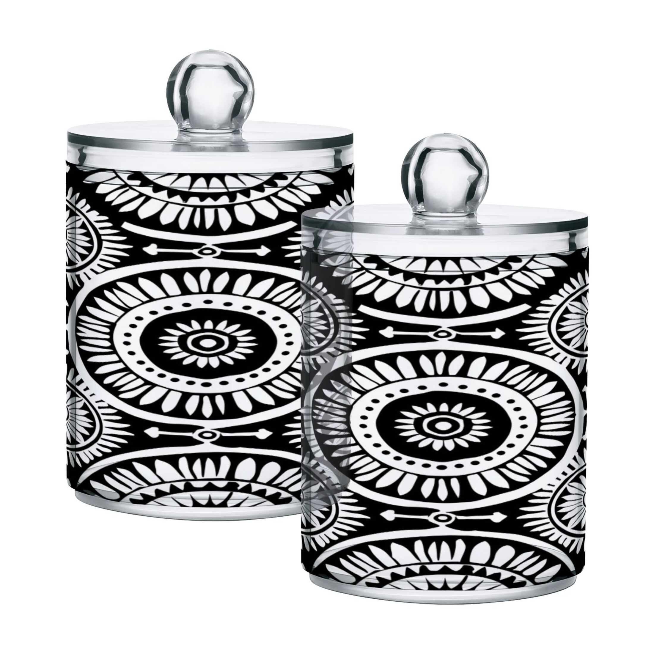 2 Pack Qtip Holder Dispenser Traditional African Tribal Clear Plastic ...