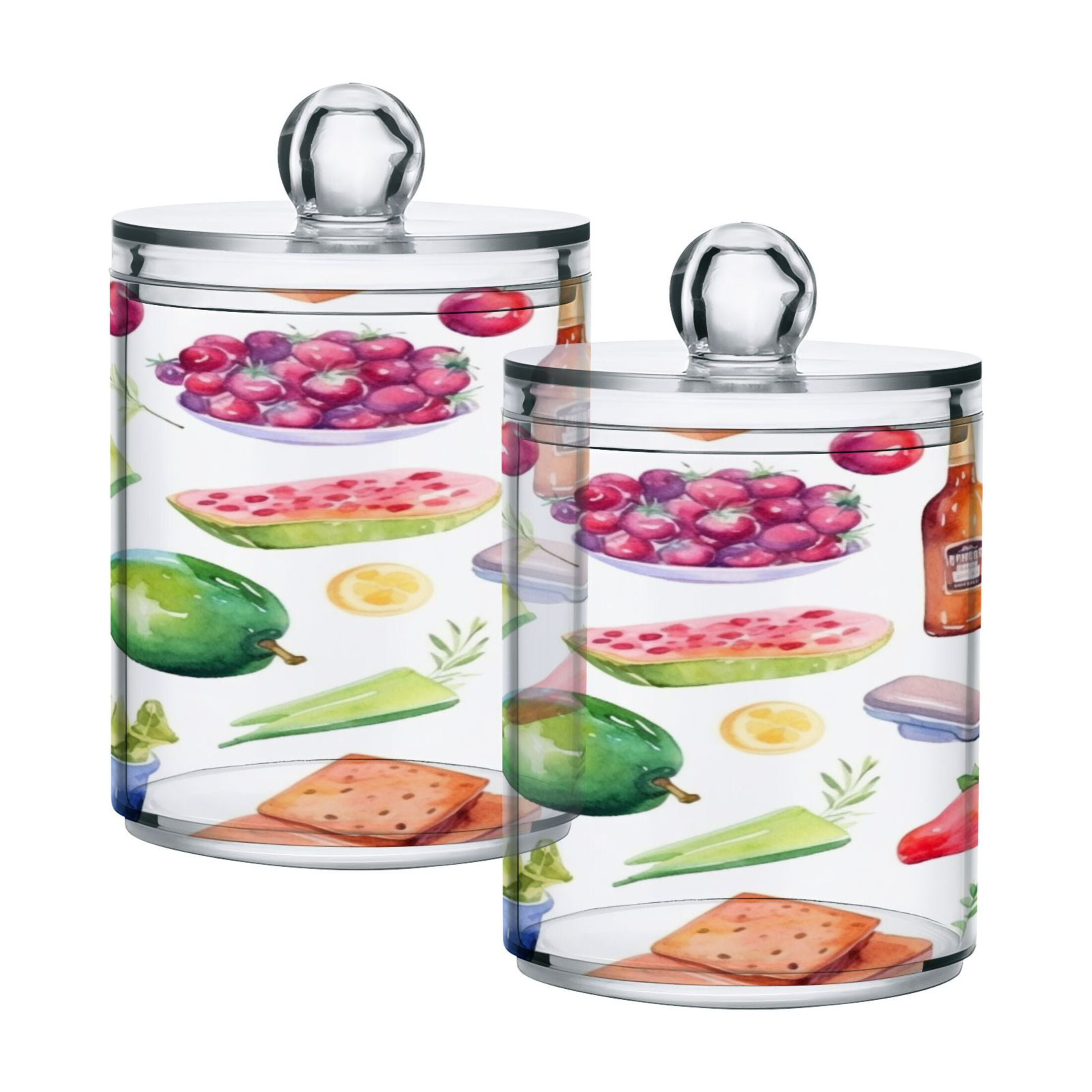 2 Pack Qtip Holder Dispenser Vegetable Fruits Bottle Bread Clear ...