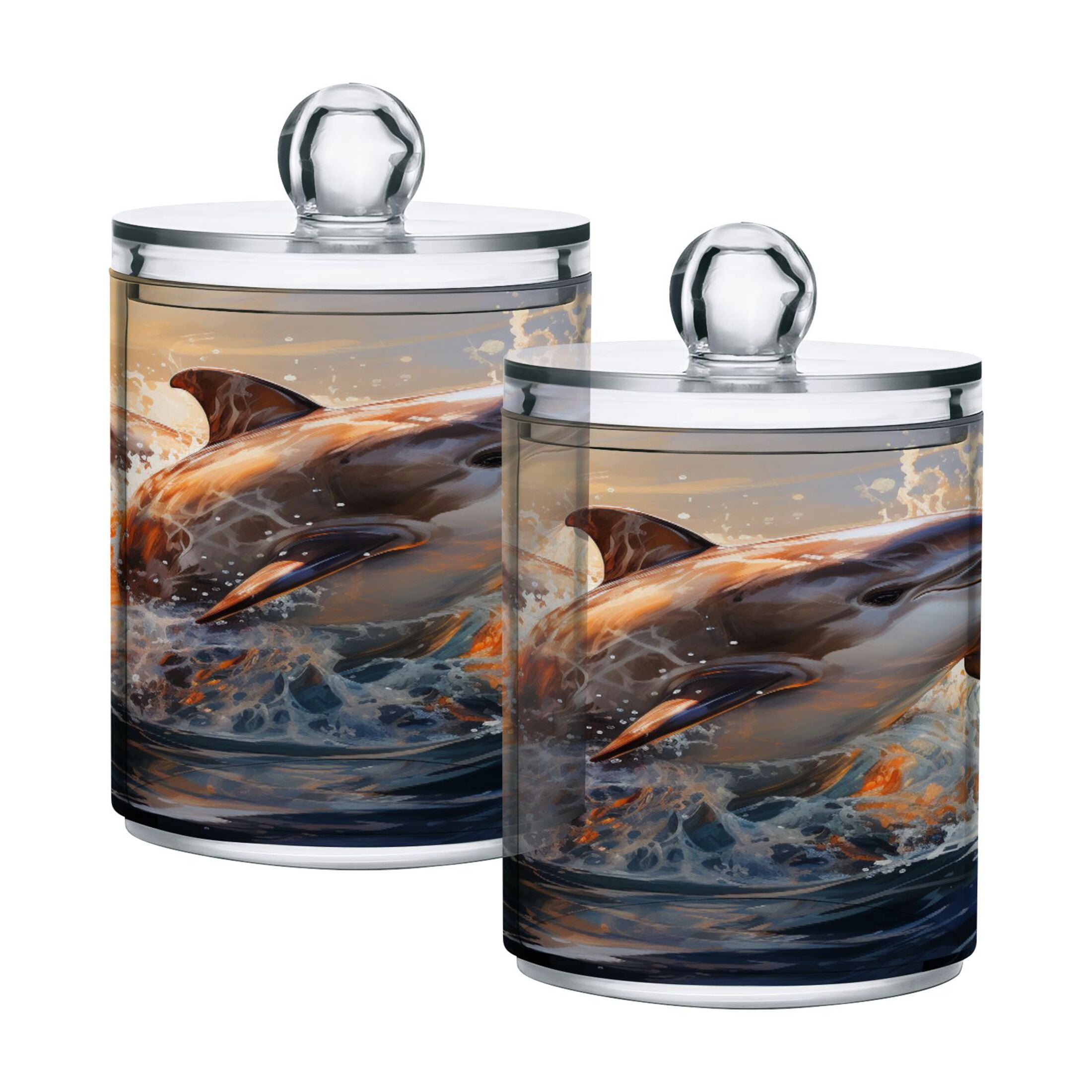 2 Pack Qtip Holder Dispenser Whale Jump Out Of Water Clear Plastic ...