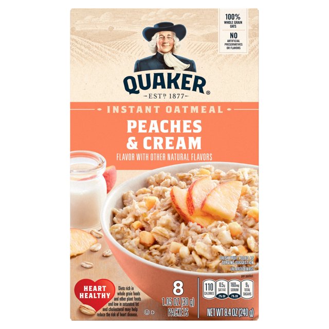 2 Pack - Quaker Instant Oats Peaches and Cream 9.5 oz Package May Vary ...