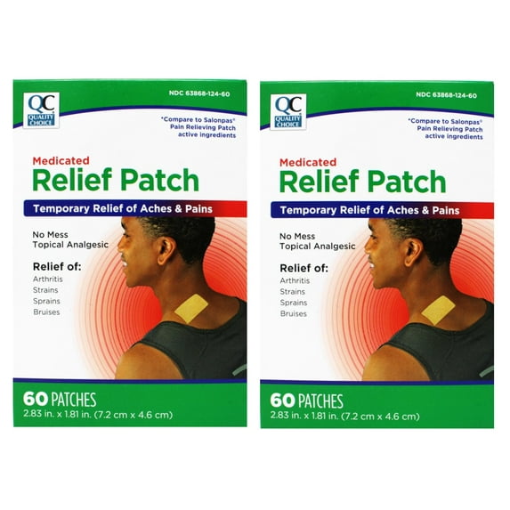 2 Pack -Quality Choice Medicated Relief Patch, Temporary Relief of ...