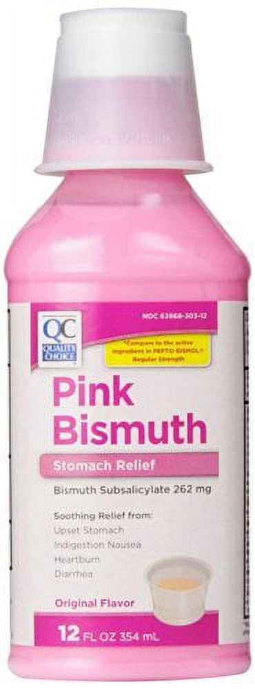 Quality Choice Regular Strength Pink Bismuth Liquid for Adult Heartburn ...
