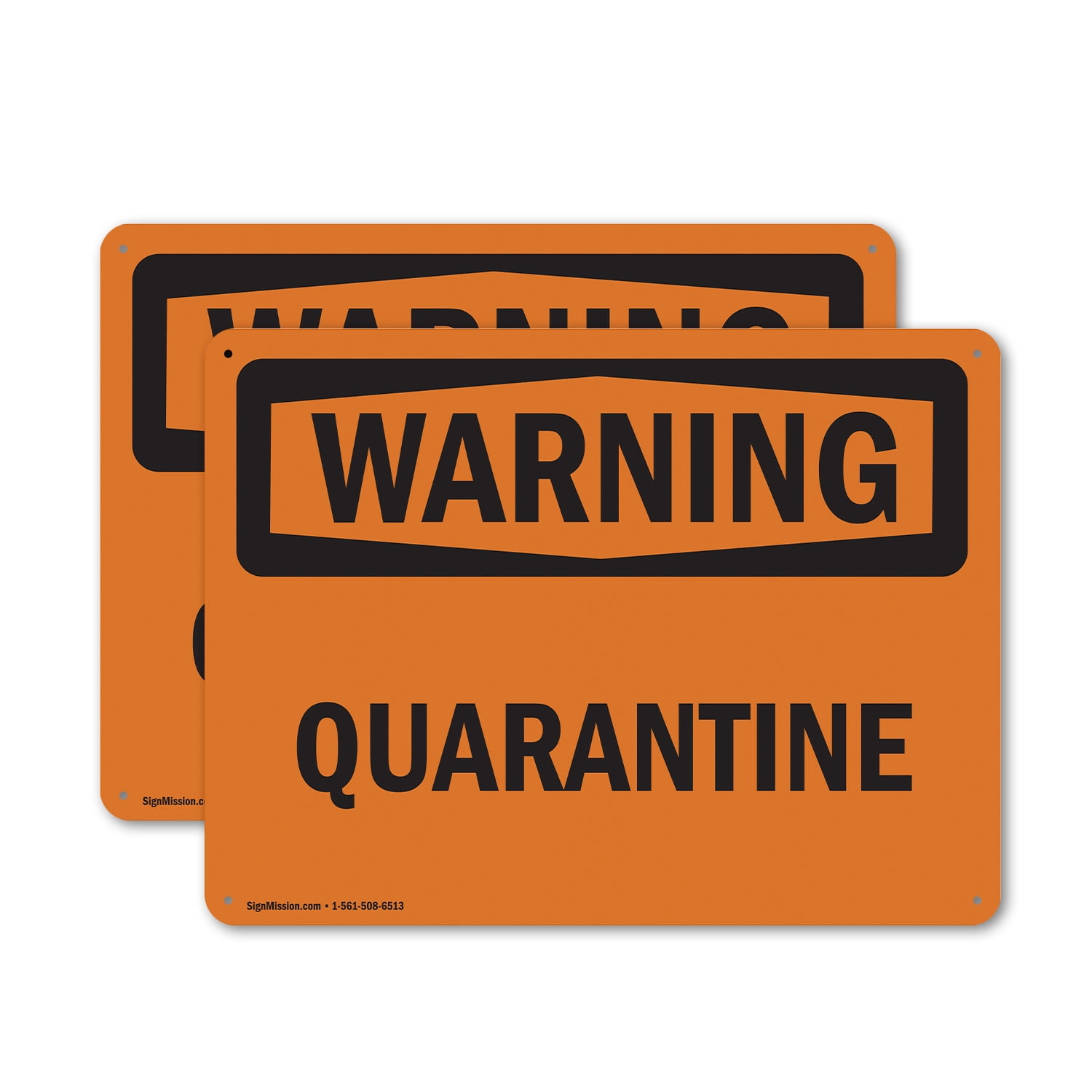 (2 Pack) Quarantine OSHA Warning Sign 14 Inch X 10 Inch Indoor ...