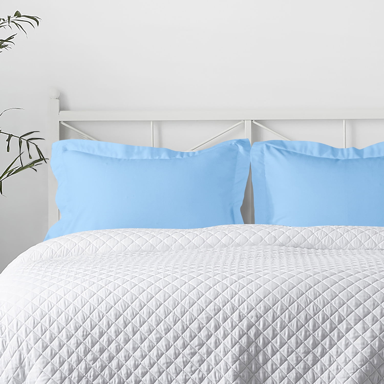 2 Pack Queen Brushed Microfiber Pillow Shams with 2" Flange, Super Soft ...