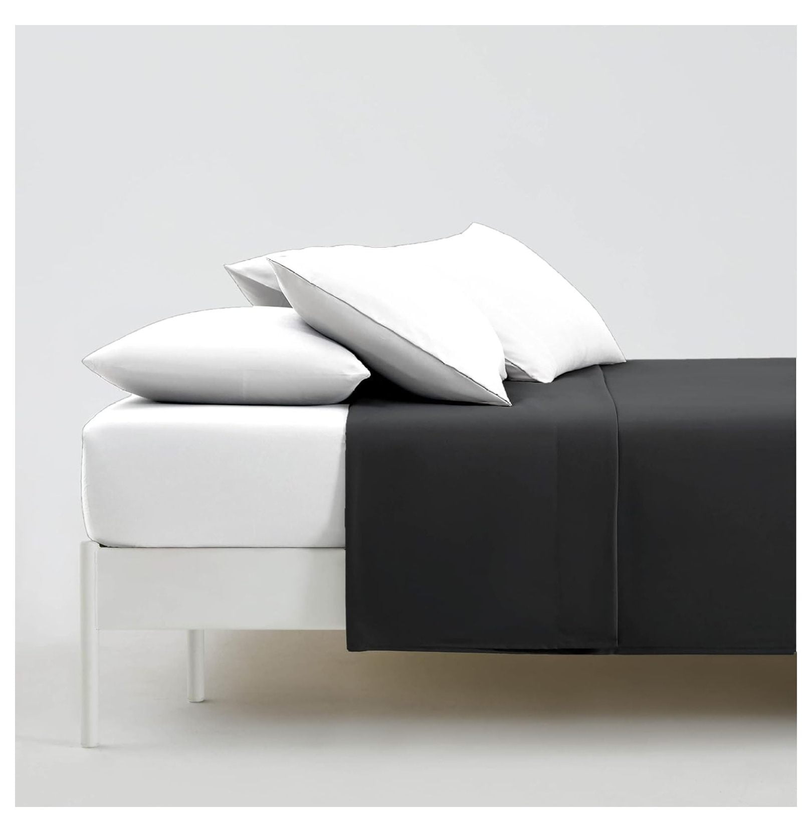2-Pack Queen Size Flat Sheets Only, Premium Black Bed Sheets, 90" x 102 ...
