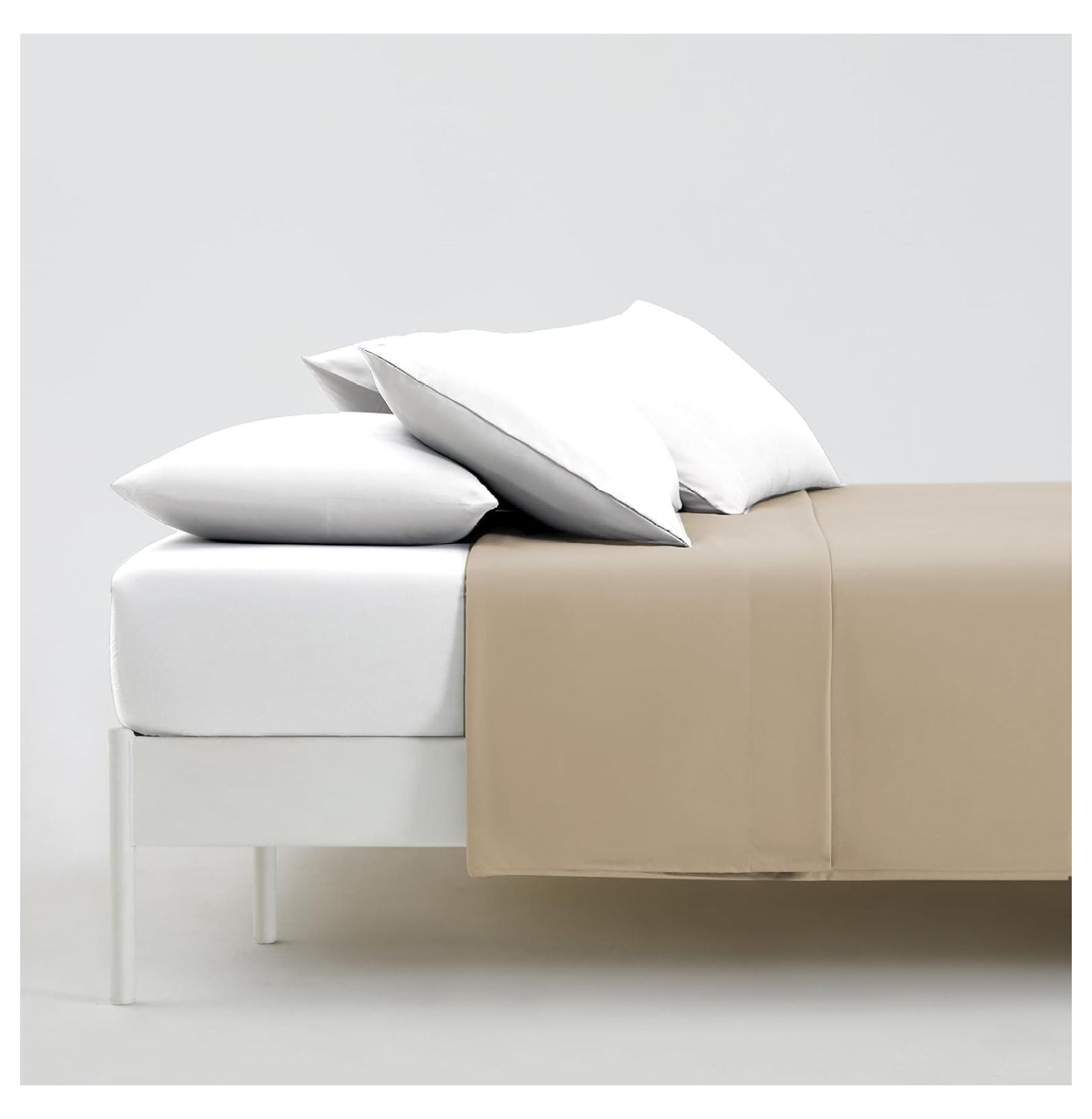 2-Pack Queen Size Flat Sheets Only, Premium Taupe Bed Sheets, 90" x 102 ...
