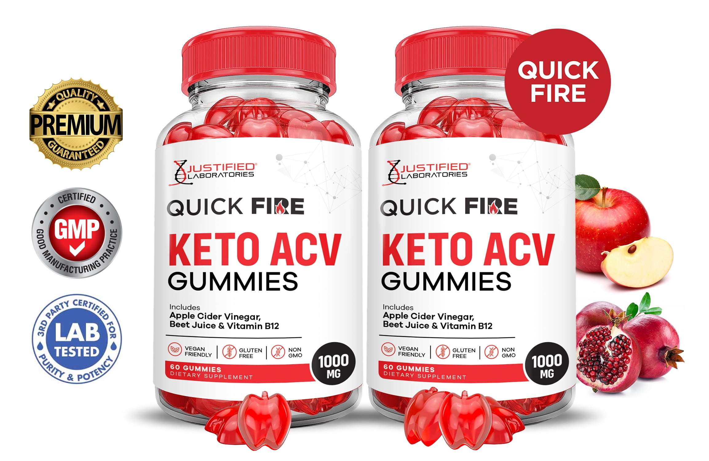 (2 Pack) Quick Fire Keto ACV Gummies 1000MG Dietary Supplement 120 ...