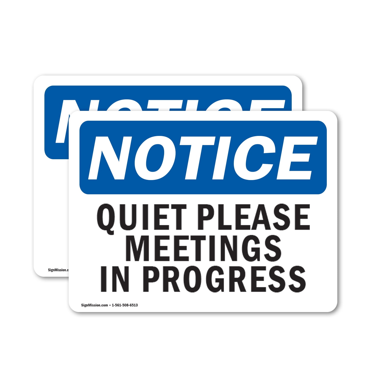 (2 Pack) Quiet Please Meetings In Progress OSHA Notice Sign 18 Inch X ...