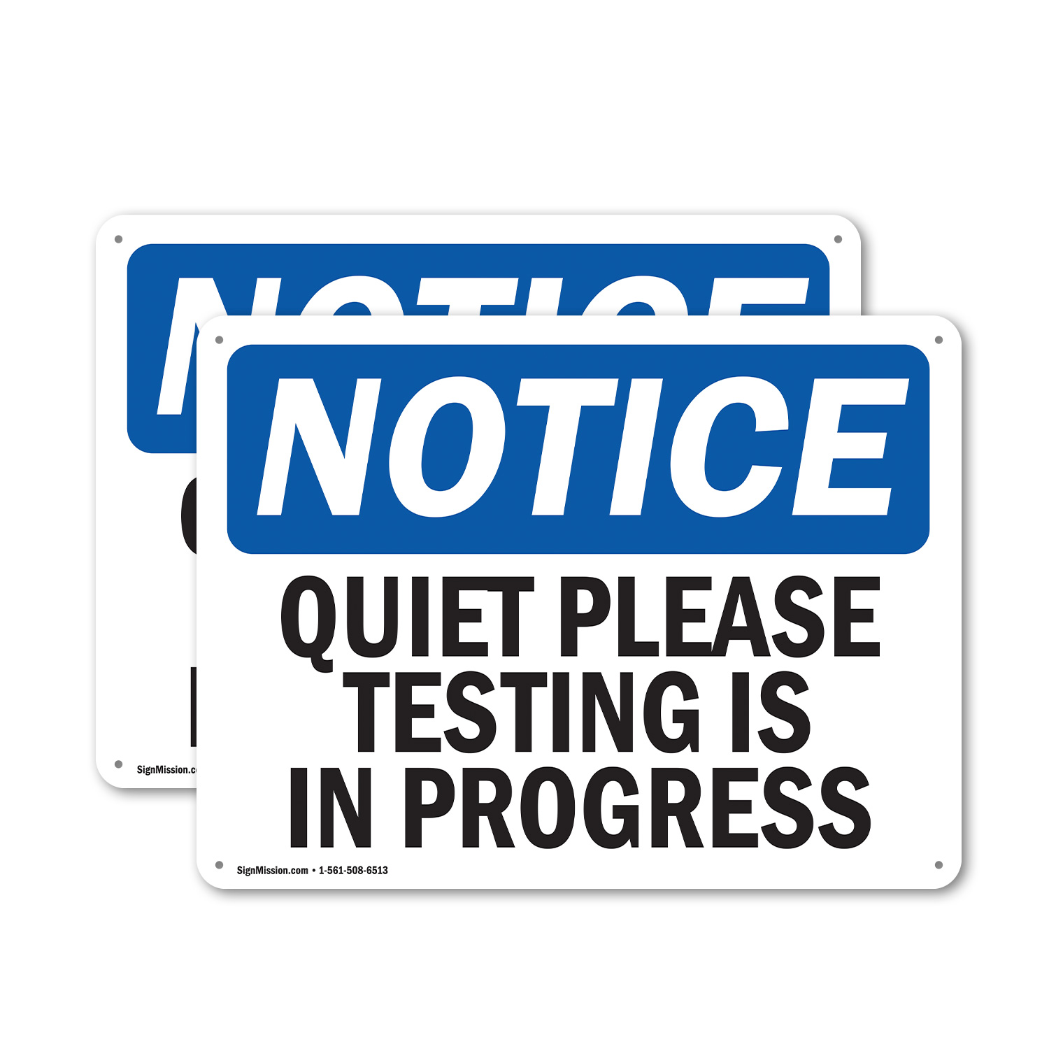 (2 Pack) Quiet Please Testing Is In Process OSHA Notice Sign 10 Inch X ...
