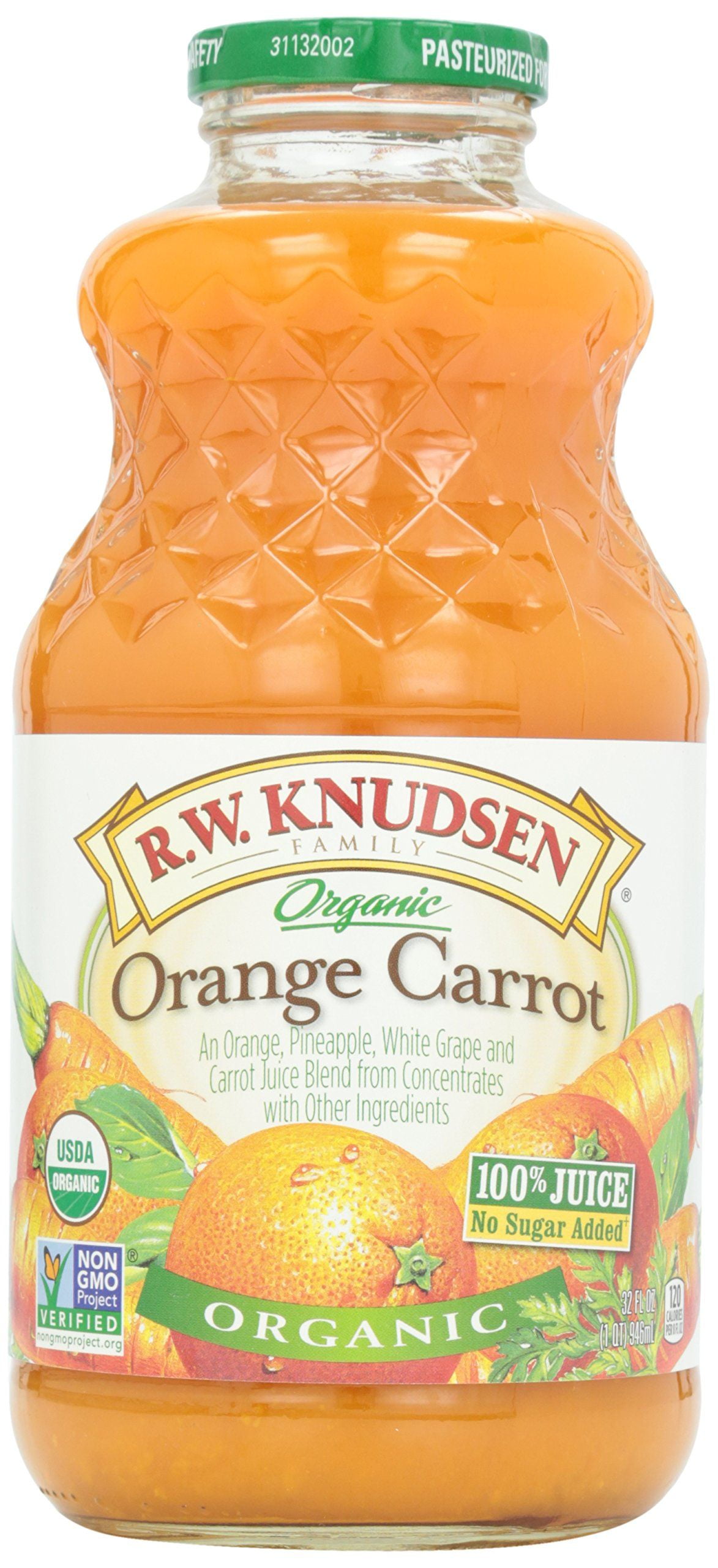 2 Pack-R.W. Knudsen Family Organic Orange Carrot Juice Blend, 32 Ounces ...
