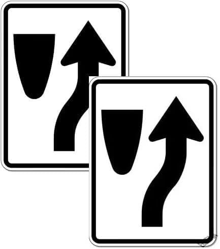 2 Pack R4-7 Go Right Around Signs 12"x 8" Metal Sign For Outdoor ...