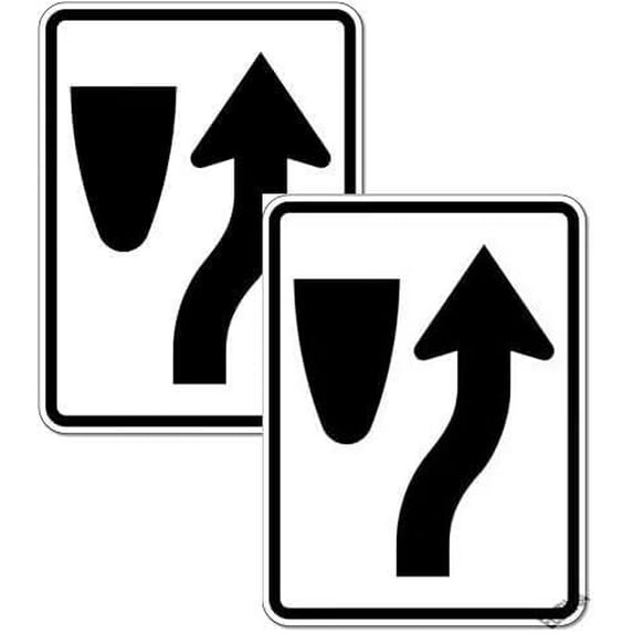 2 Pack R4-7 Go Right Around Signs 12"x 8" Metal Sign For Outdoor ...
