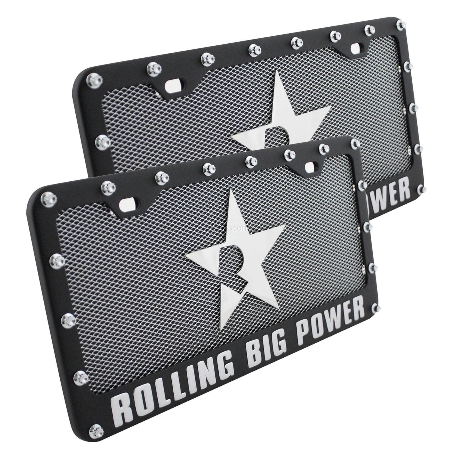 2-Pack RBP Black Powder Coated Steel Rivets Raised Logo License Plate ...