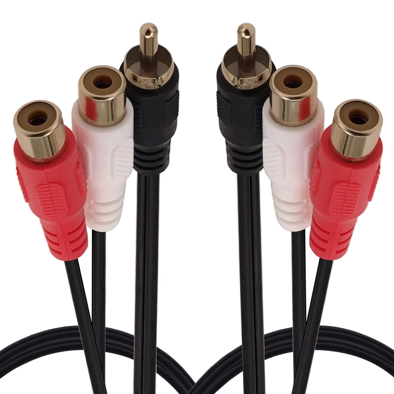 2-Pack RCA Audio Cable Splitter, 1 Male to 2 Female RCA - Walmart.com