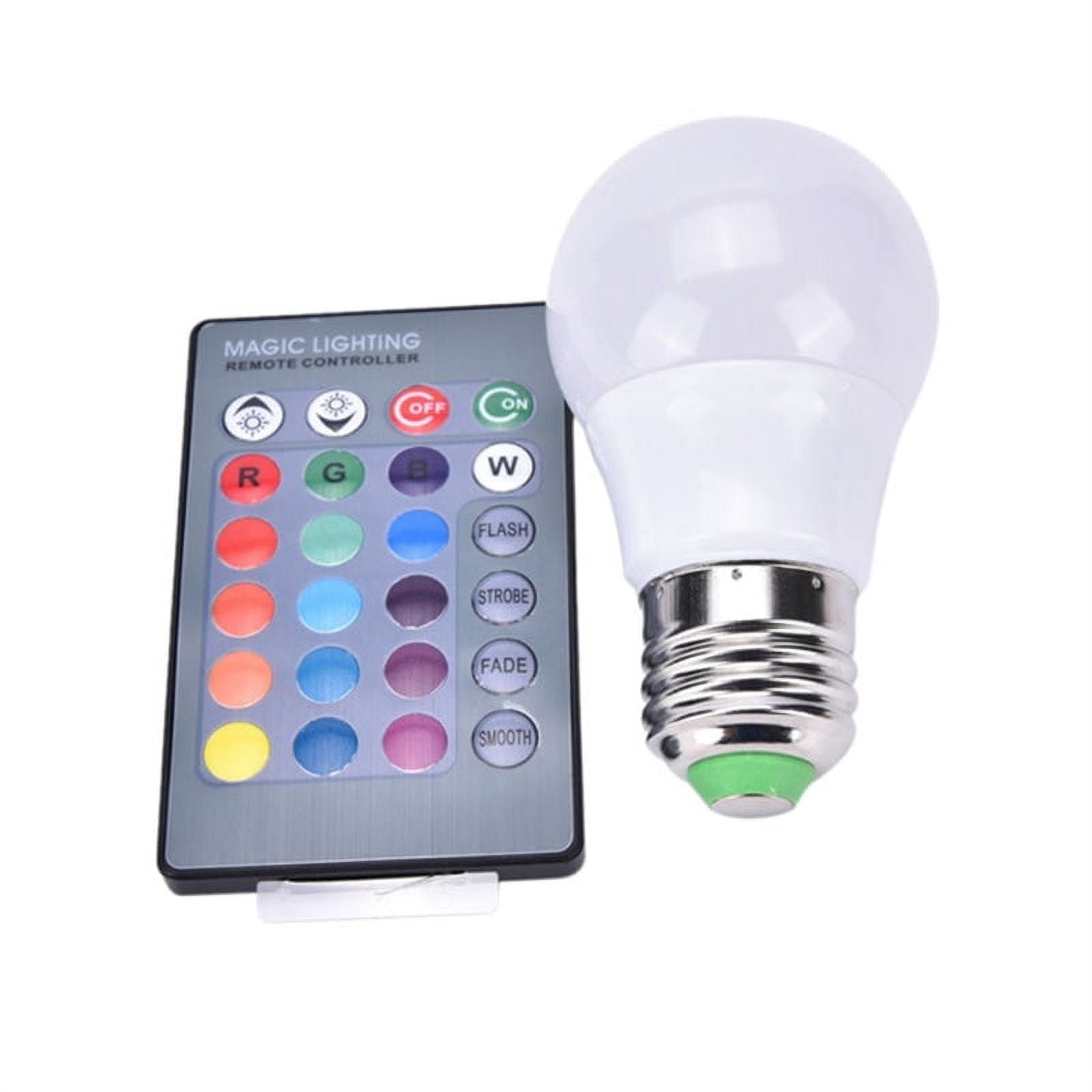 2 Pack RGB Changeable LED Bulb Lamp 16 Color 24 Key IR Remote Control ...