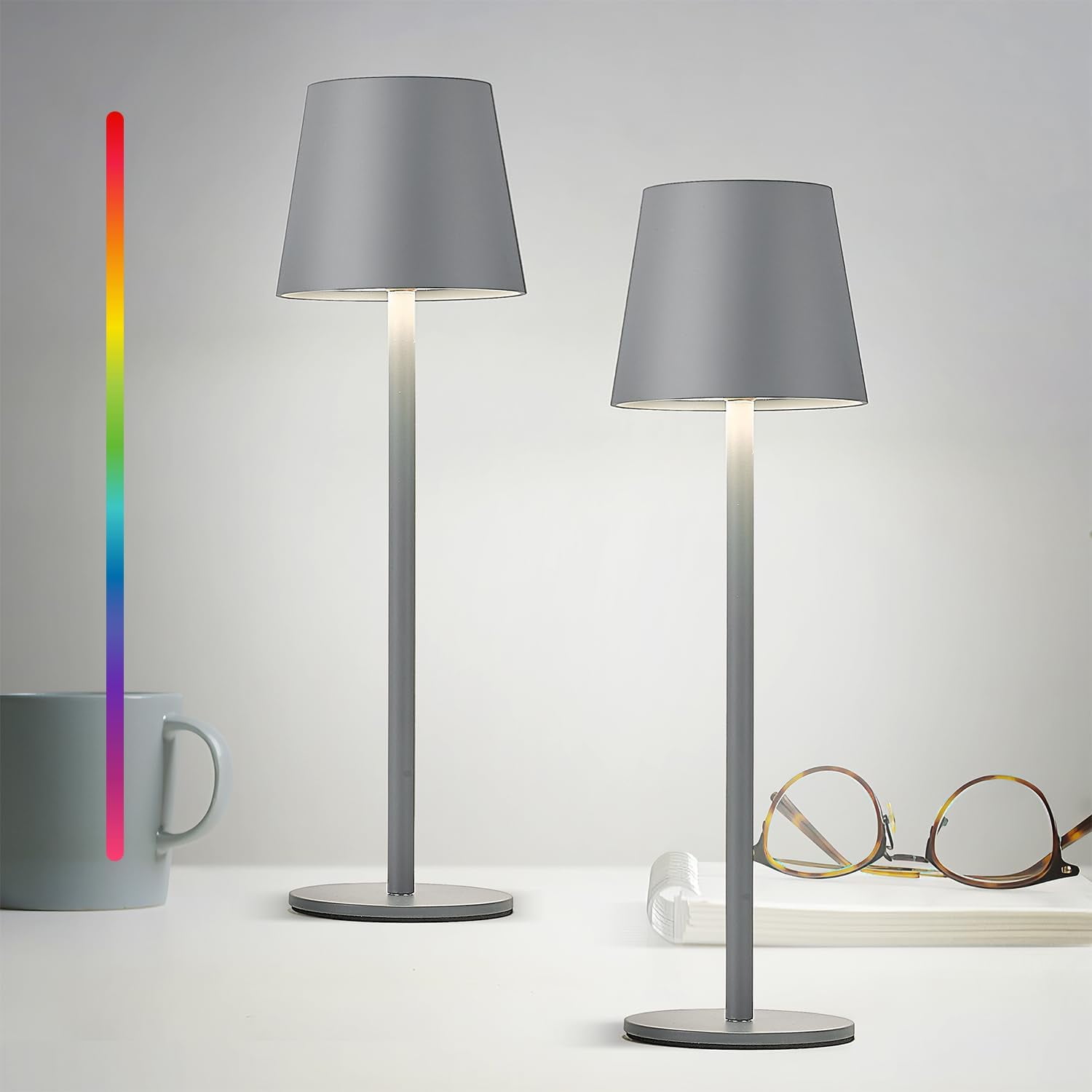 2-Pack RGB Cordless Table Lamp, RGB 8 Modes & Touch Control ...