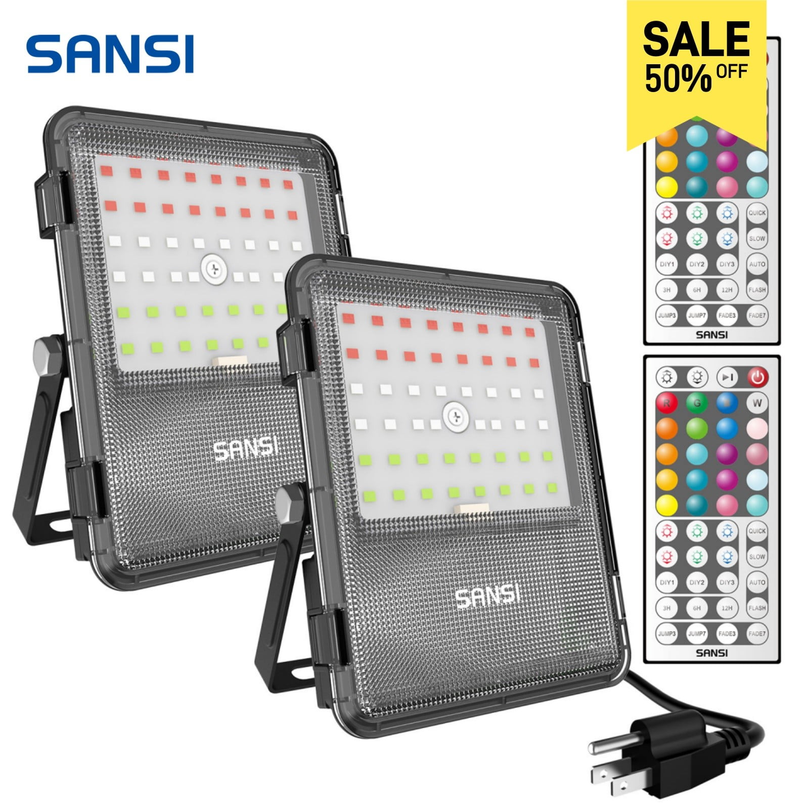 2 Pack RGB Floodlight LED Outdoor 800W Equiv. Celebrate Party Landscape ...
