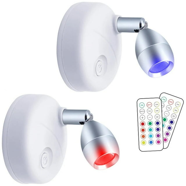 2 Pack RGB Wireless LED Spotlight, Battery Operated Accent Lights ...