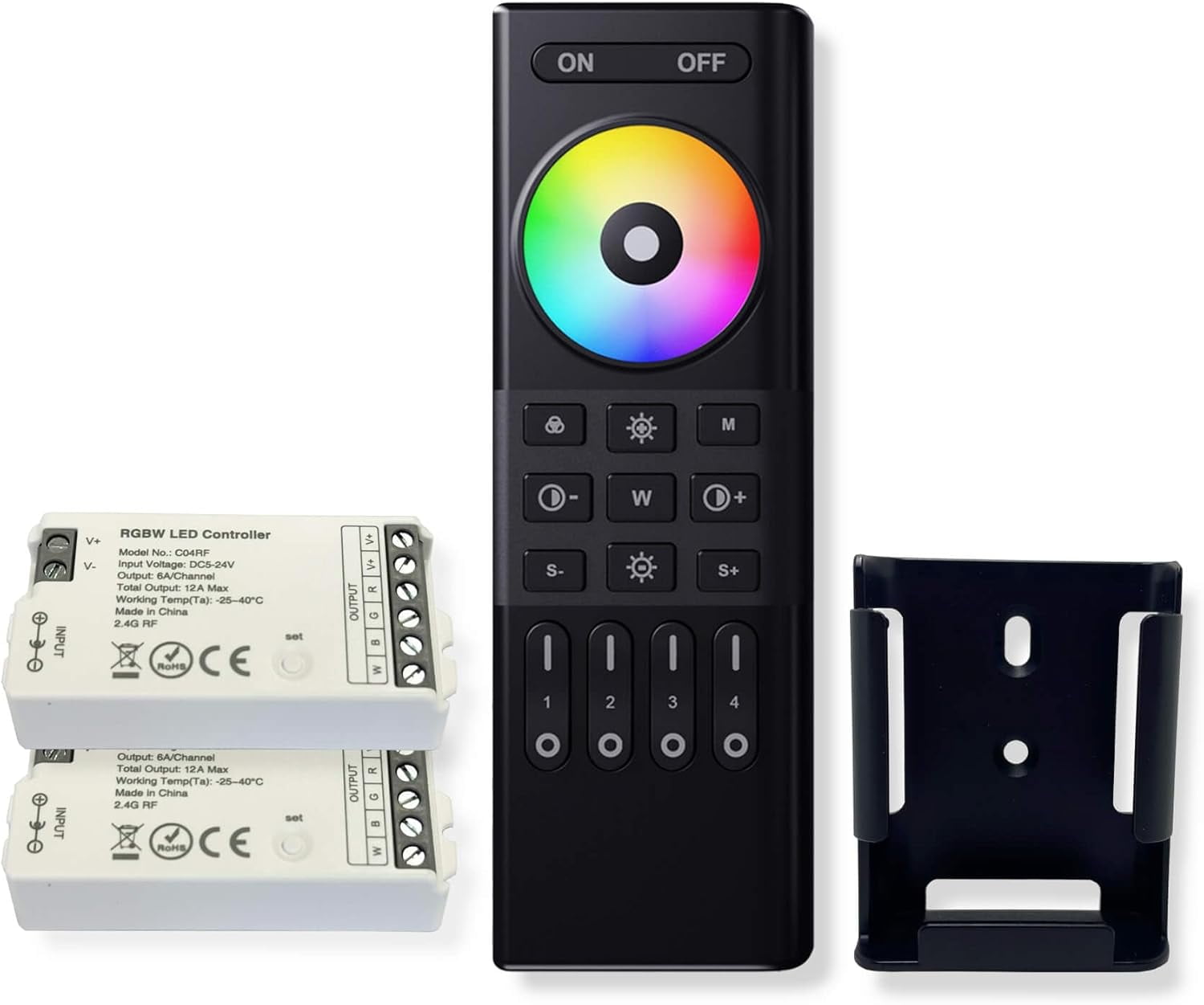 2 Pack RGBW LED Controller with 4 Zones RF 2.4GHz Wireless Remote ...