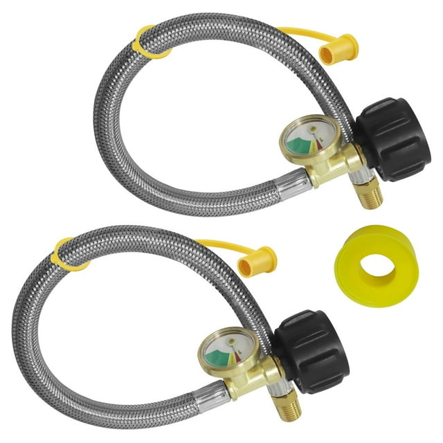 2 Pack RV Propane Hose, with Gauge for Camper 15 inch RV Propane Hose ...