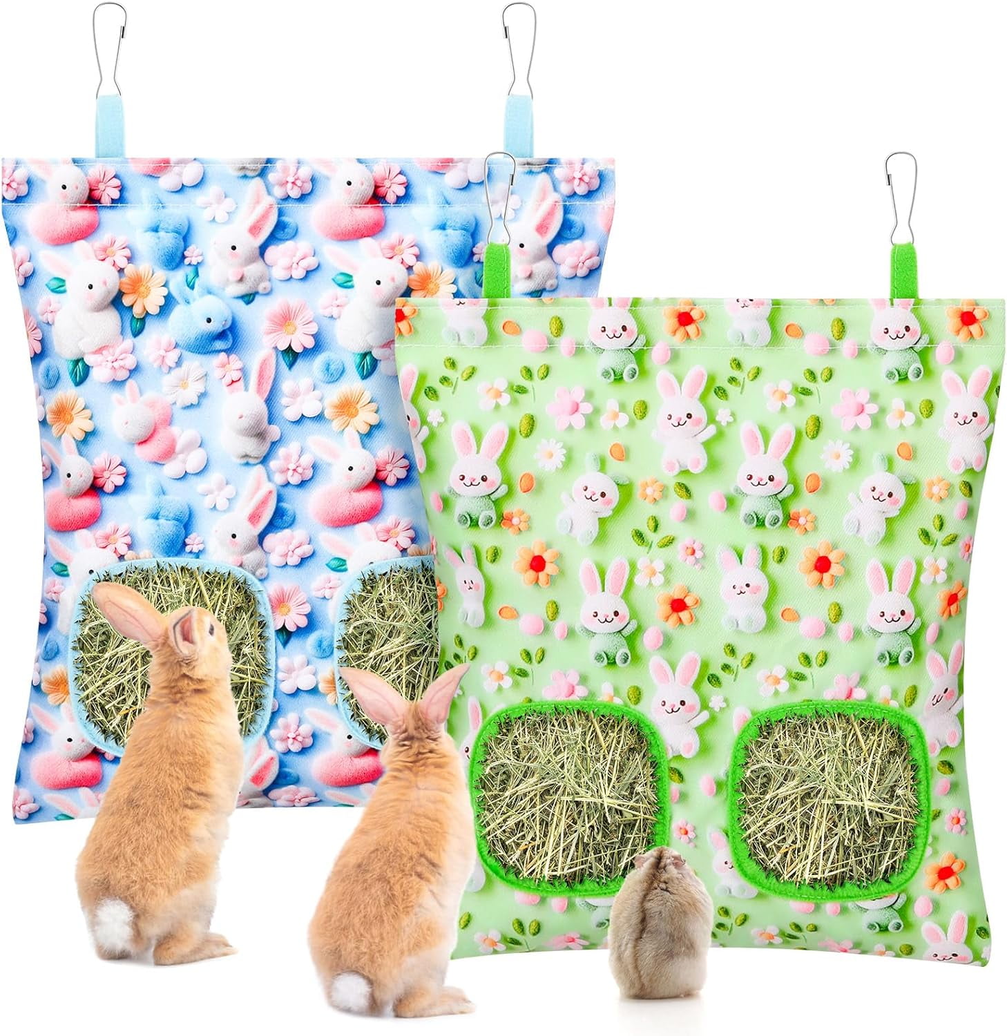 2 Pack Rabbit Hay Feeder, Guinea Pig Hay Bag for Guinea Pig Cage Hay ...