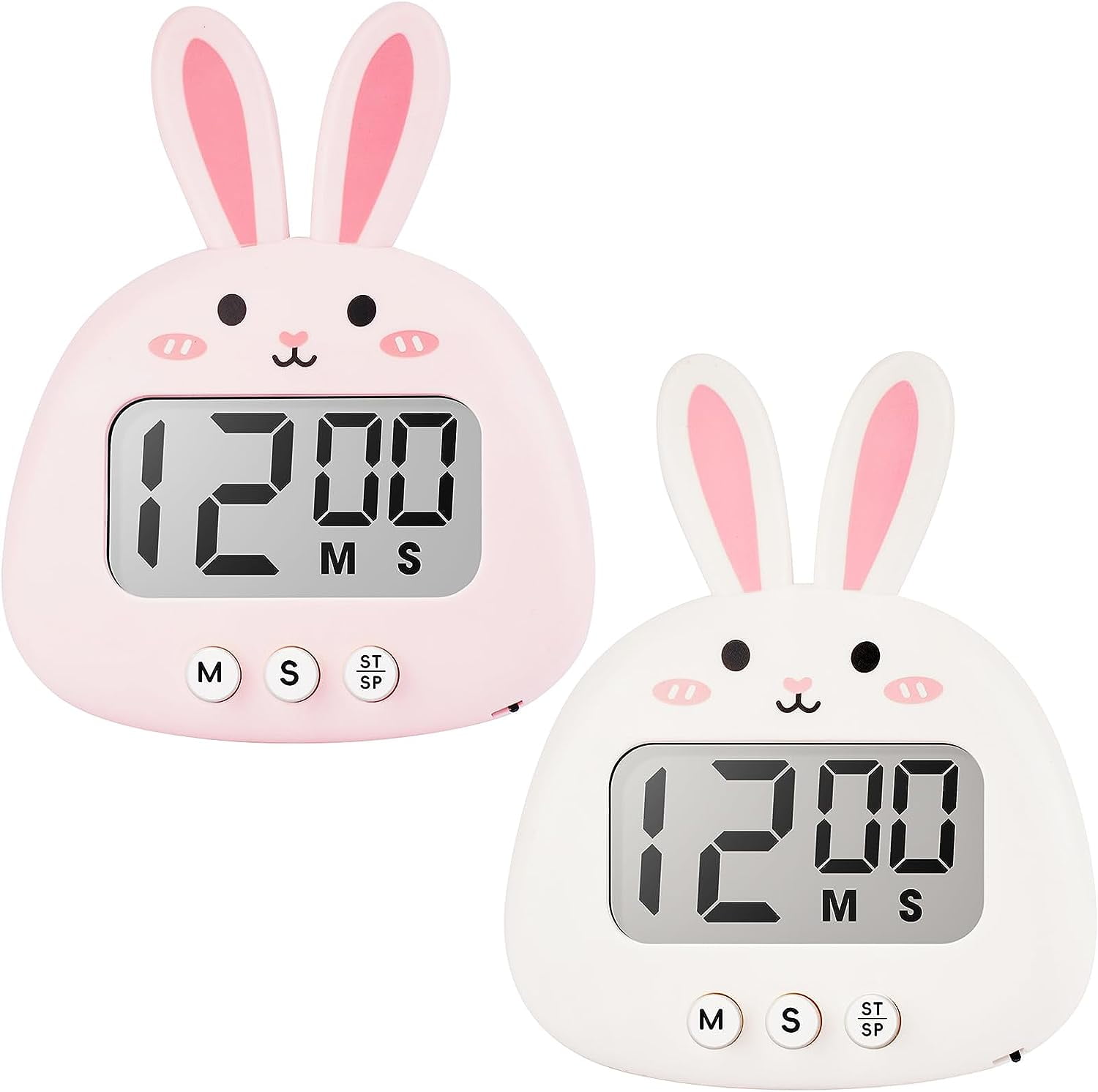 2-Pack Rabbit Timer, Digital Timer for Kids, Kitchen Timer for Cooking ...
