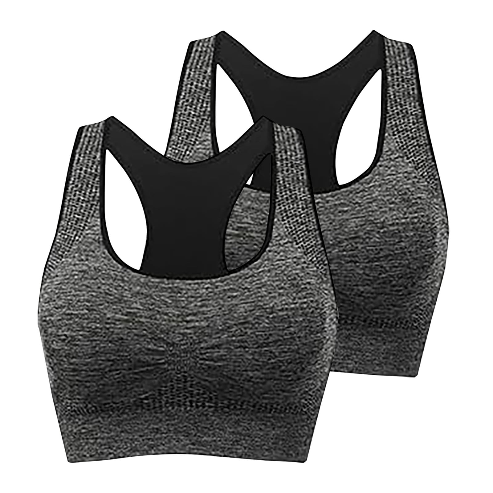 2-Pack Racerback Sports Bras for Women Medium Support Padded Wireless ...