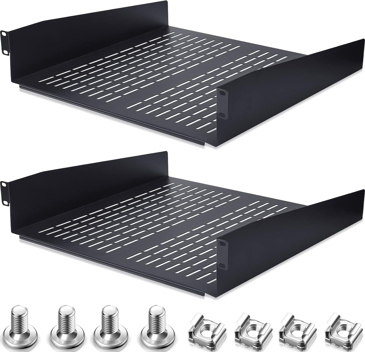 2 Pack Rack Shelf Vented Rack Mount Shelf Universal Heavy Duty Server ...