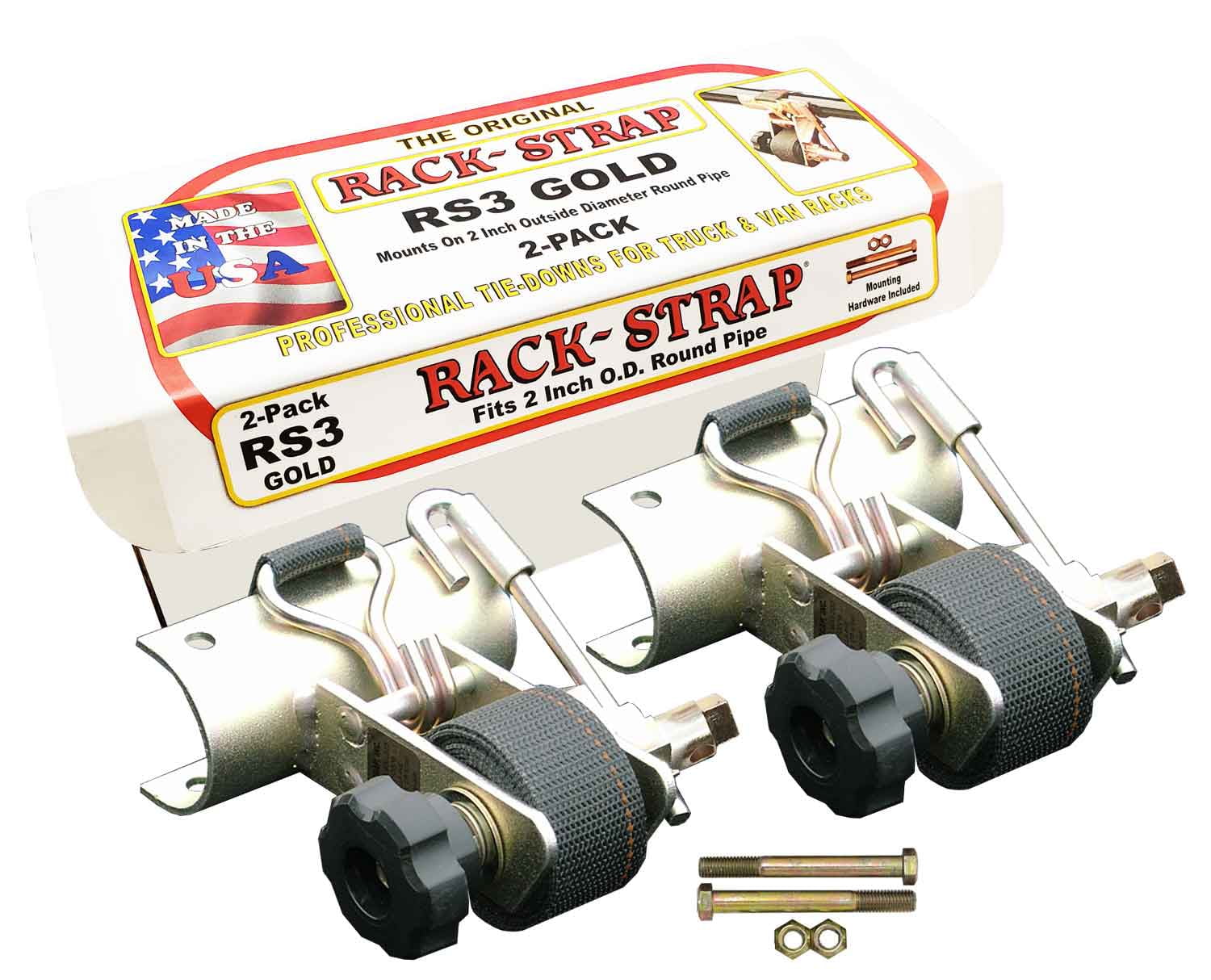 2 Pack, Rack-Strap Ladder Rack Tie-Downs, Round Mounting Bracket, RS3 ...