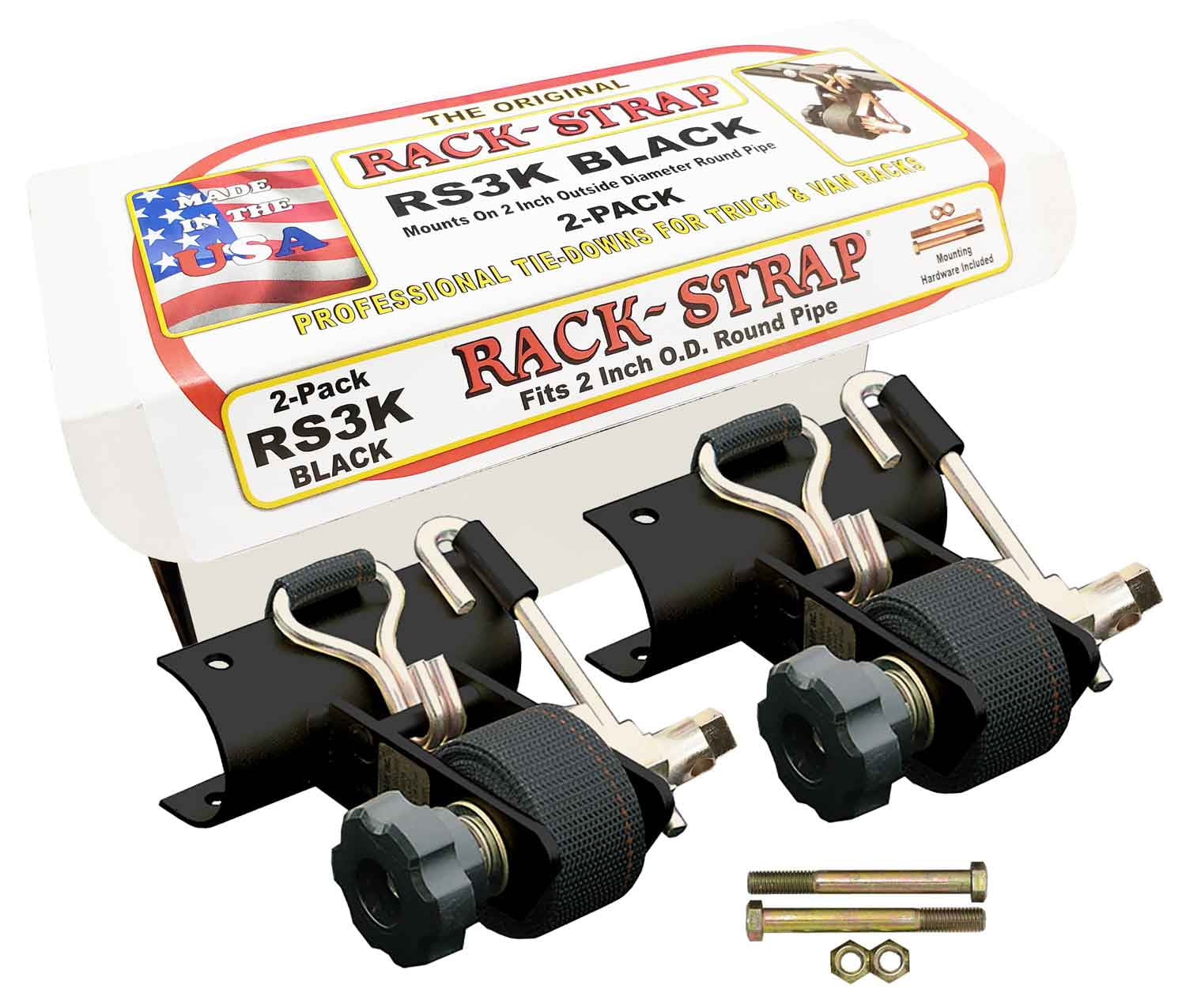 2 Pack, Rack-Strap Ladder Rack Tie-Downs, Round Mounting Bracket, RS3K ...