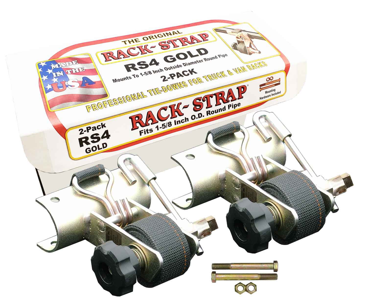 2 Pack, Rack-Strap Ladder Rack Tie-Downs, Round Mounting Bracket, RS4 ...