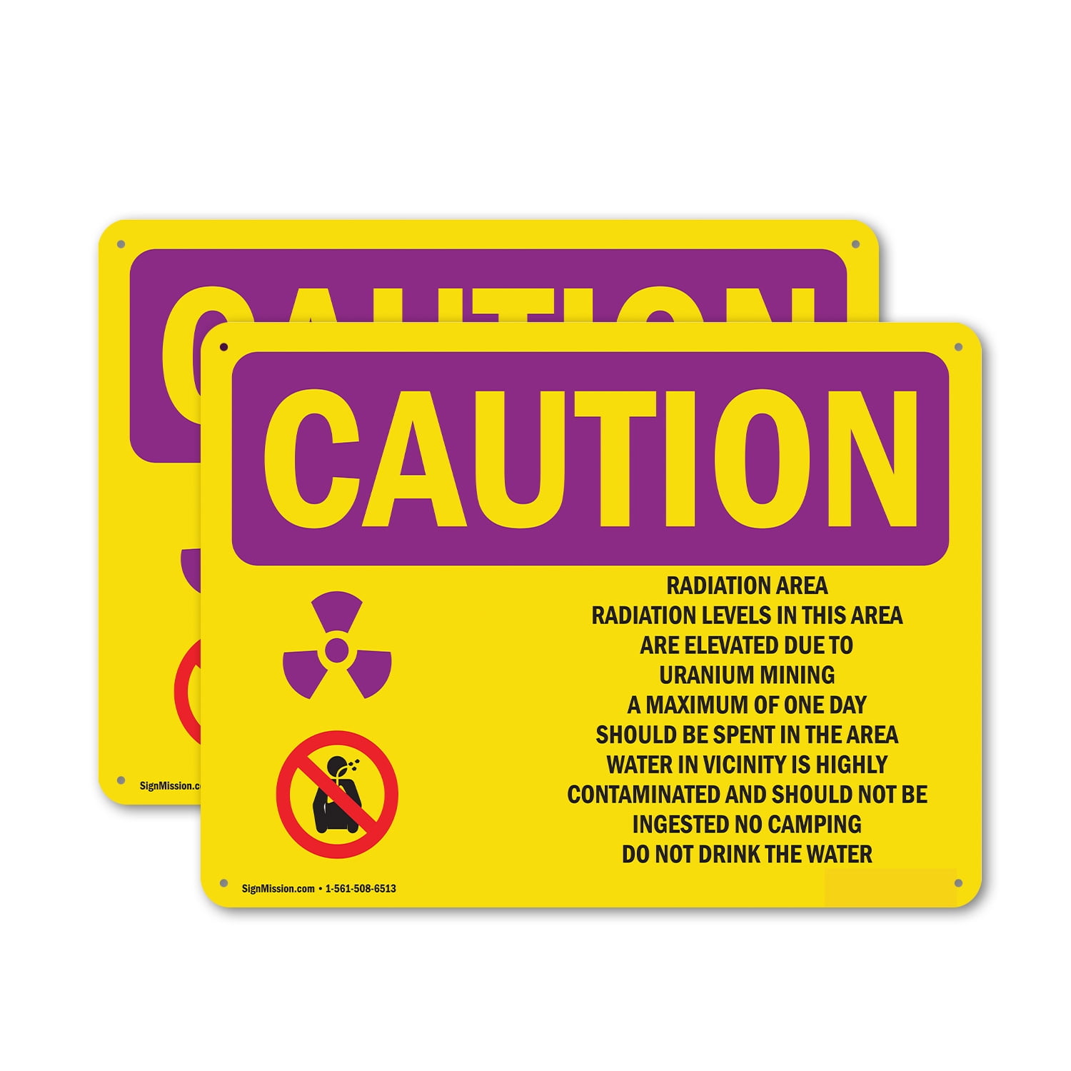 (2 Pack) Radiation Area Radiation Levels With Symbol OSHA Caution ...