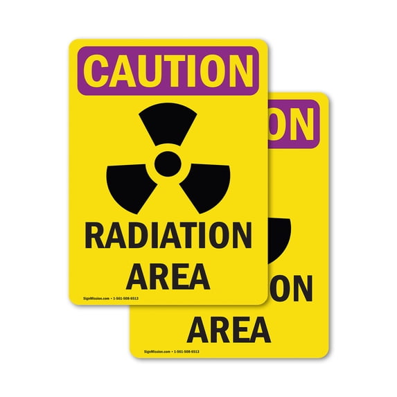 (2 Pack) Radiation Area With Symbol OSHA Caution Radiation Sign ...