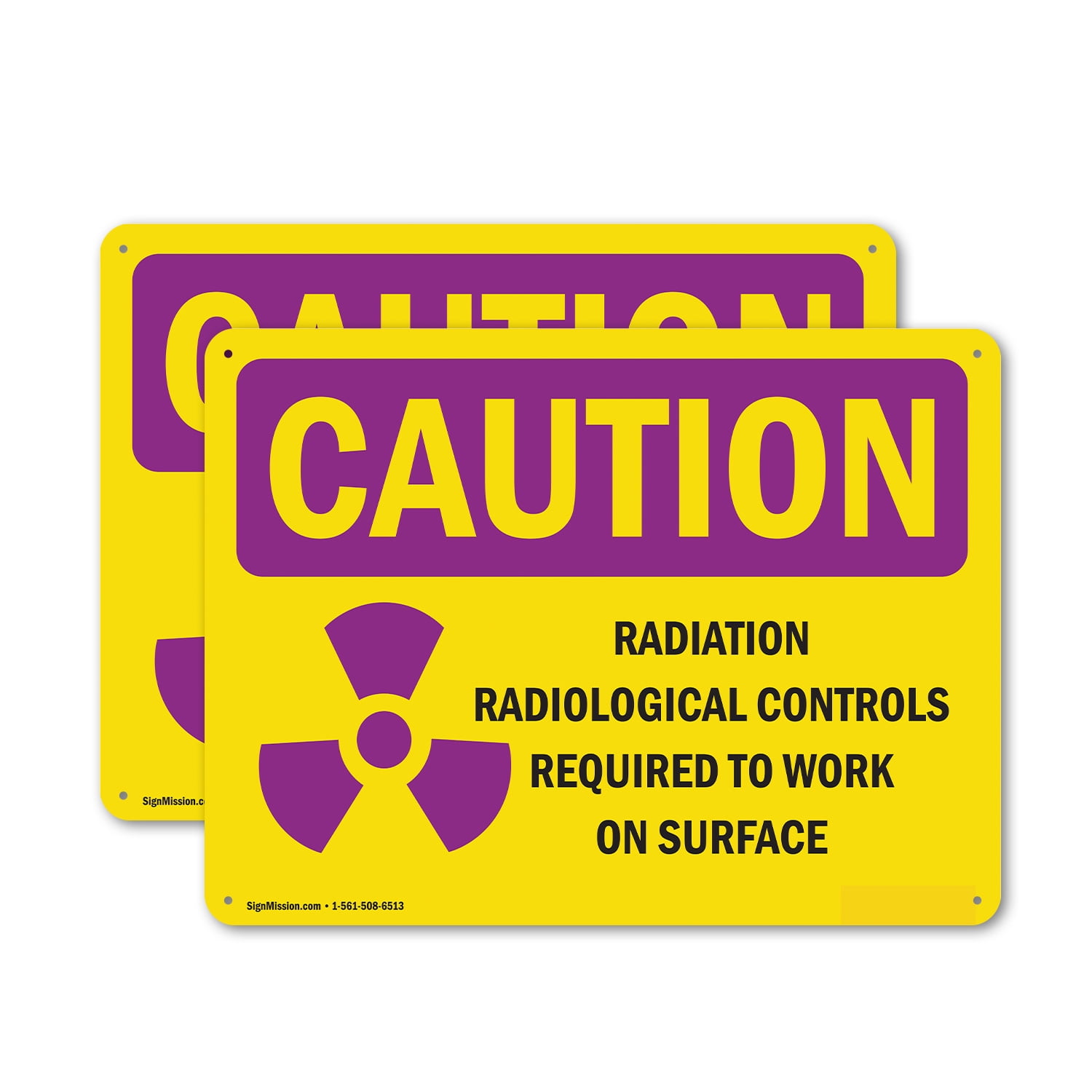 (2 Pack) Radiation Contamination Radiological With Symbol OSHA Caution ...