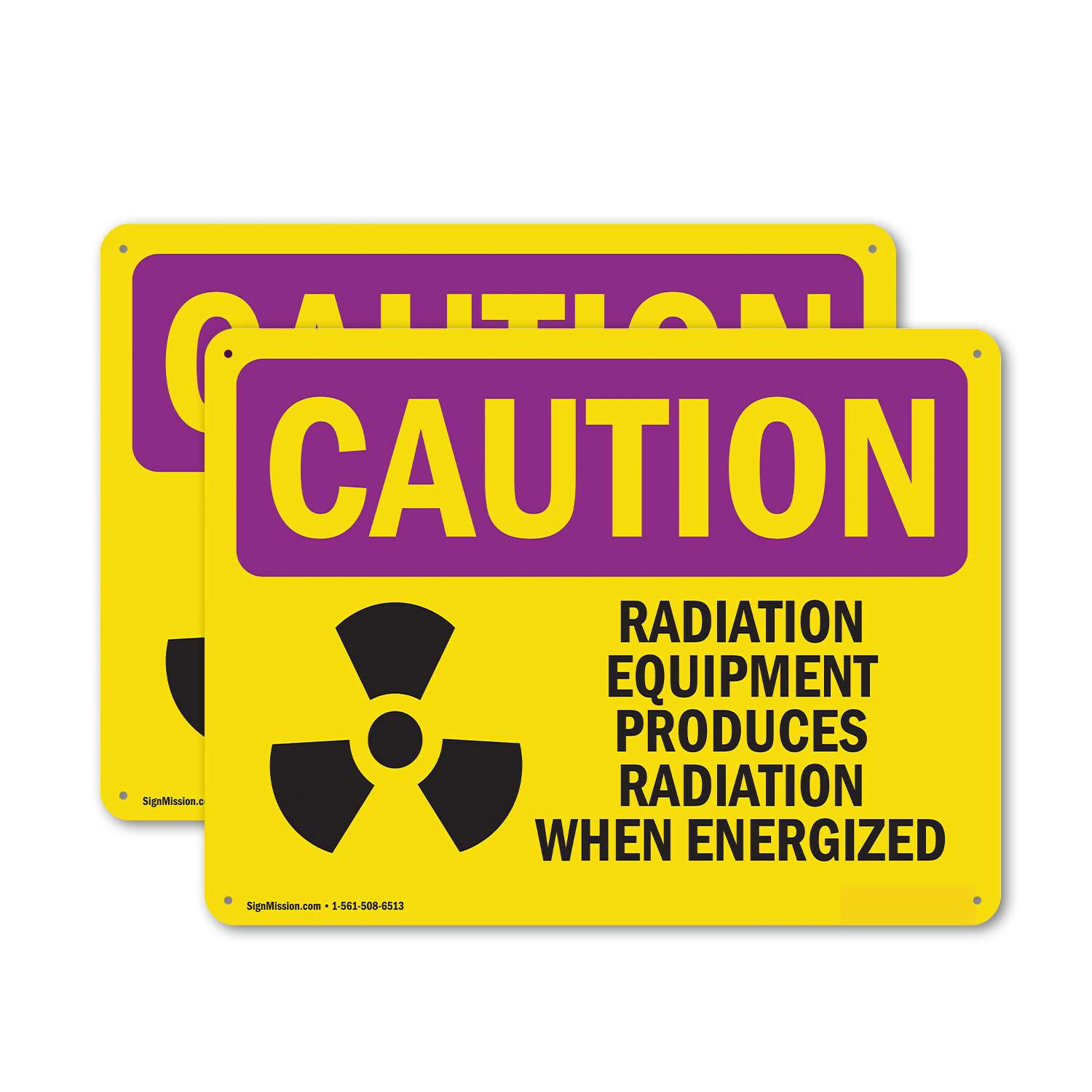 (2 Pack) Radiation Equipment Produces With Symbol OSHA Caution ...
