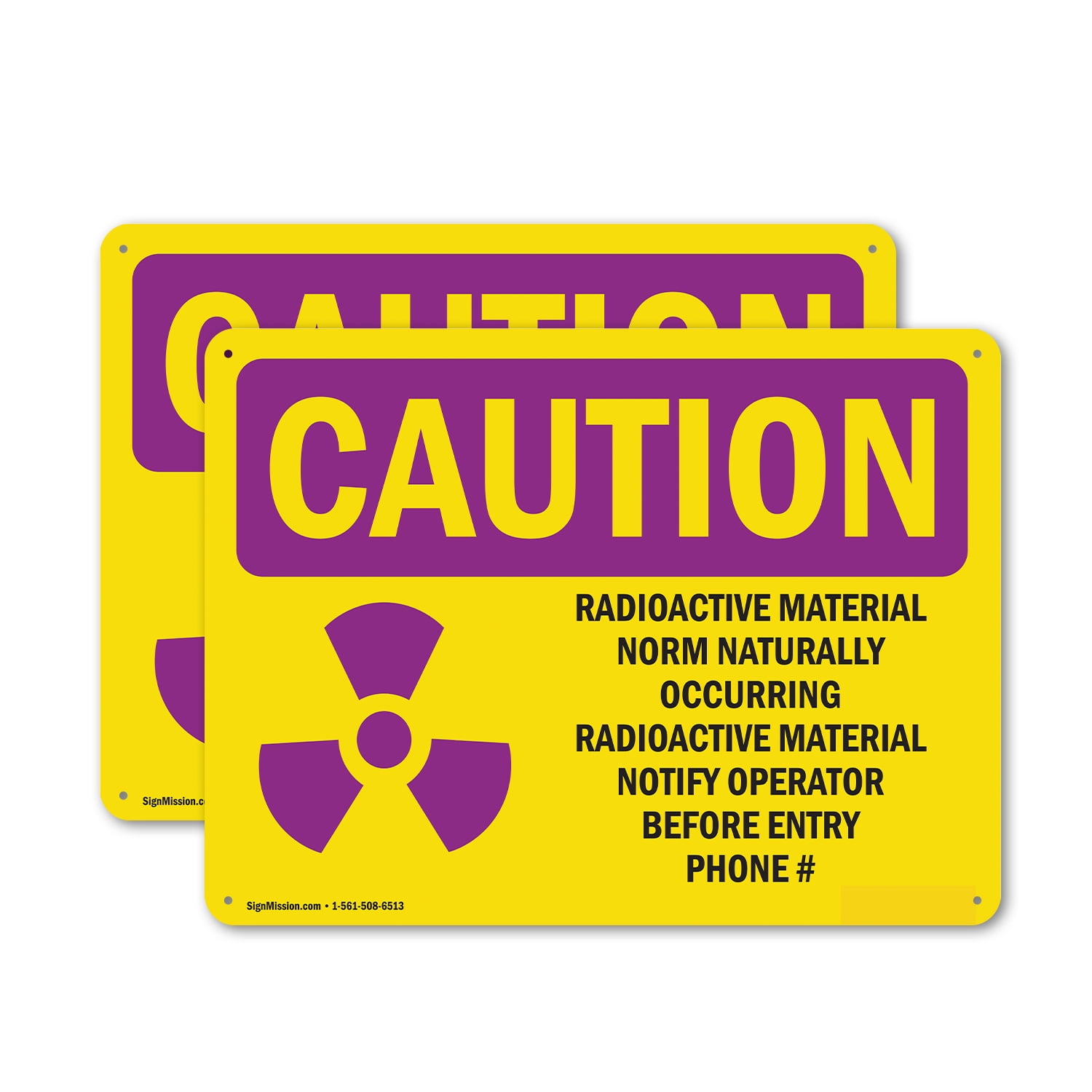 (2 Pack) Radioactive Material Norm Naturally With Symbol OSHA Caution ...