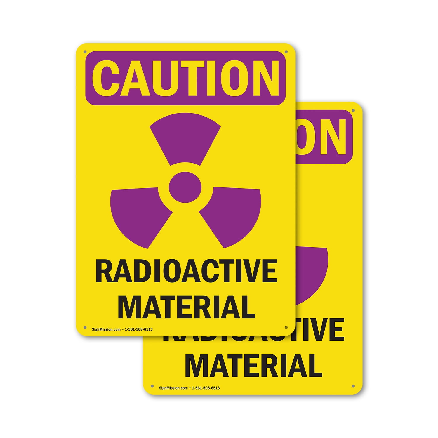 (2 Pack) Radioactive Materials With Symbol OSHA Caution Radiation Sign ...