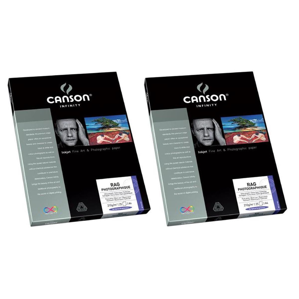 Canson Infinity 2 Pack Rag Photographique 100% Cotton Rag, Ultra Smooth ...