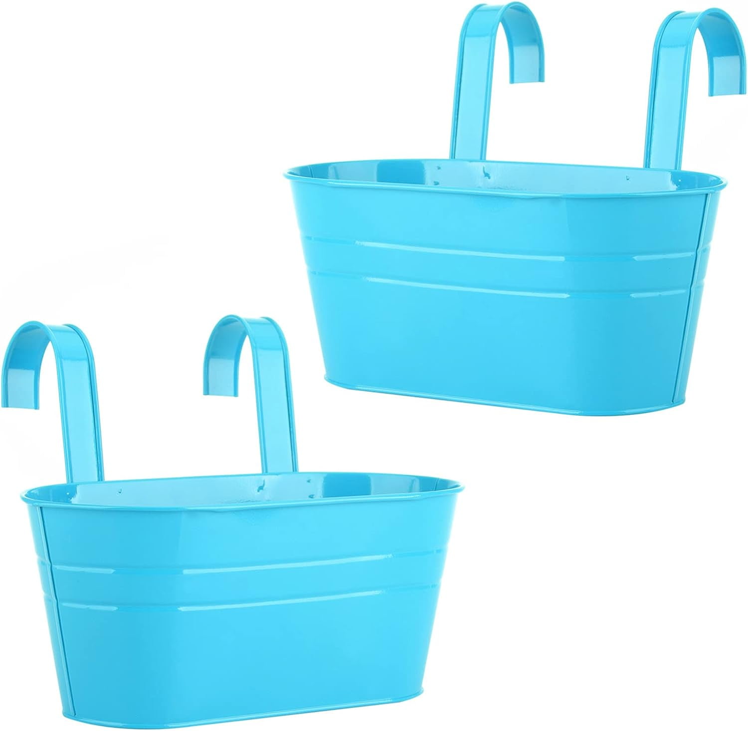 2 Pack Rail Planter, Balcony Planters Railing Hanging Flower Pots with ...