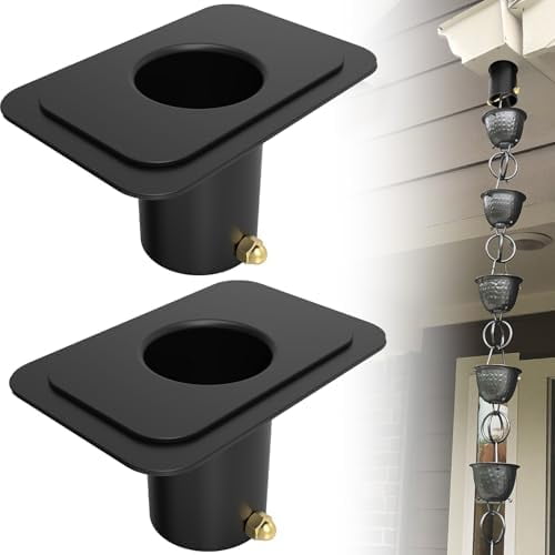 2 Pack Rain Chain Gutter Adapter Black Metal Rain Chain Adapter with ...