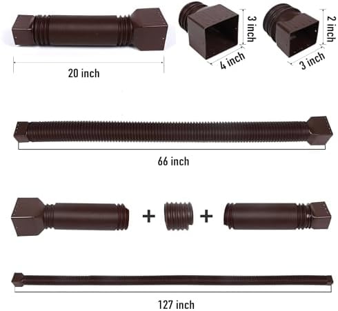 2 Pack Rain Gutter Downspout Extensions, Upgraded Flexible Drain Down ...
