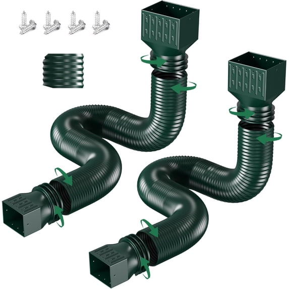 2 Pack Rain Gutter Downspout Extensions, Upgraded Flexible Drain Down ...