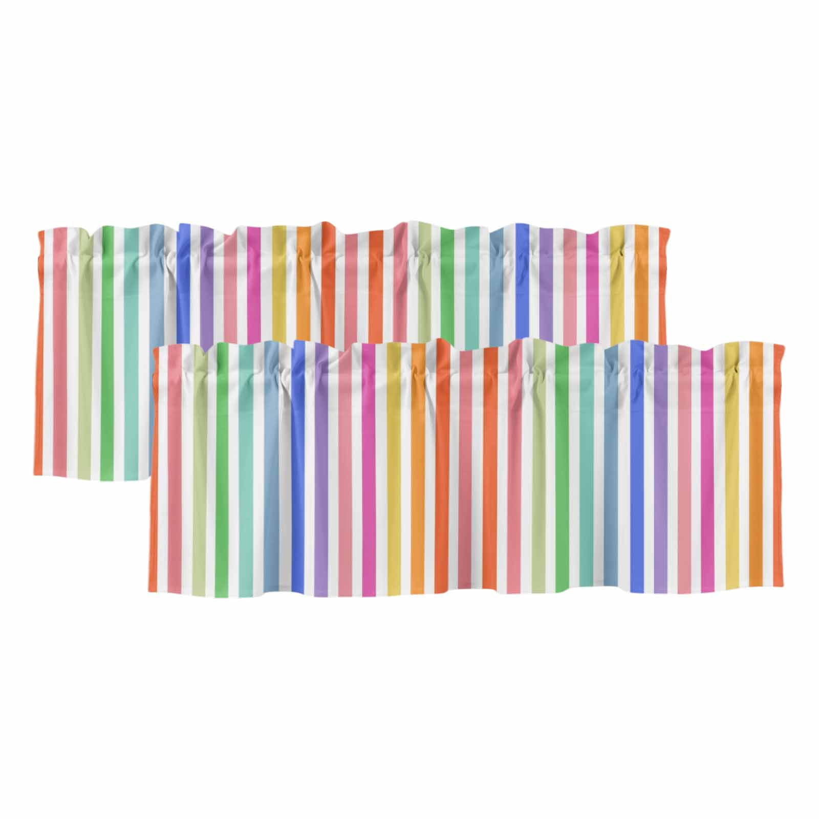 2 Pack Rainbow Lines Valance for Window Vertical Stripes Abstract ...