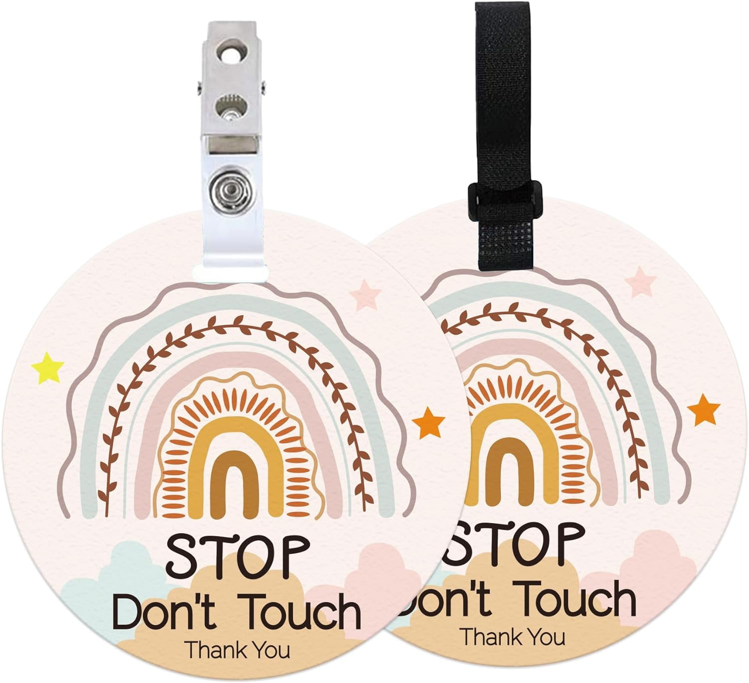 2 Pack Rainbow No Touching Baby Signs Stop Do Not Touch Baby Car Seat ...