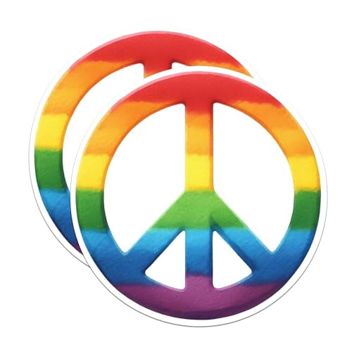(2 Pack) Rainbow Peace Sign LGBTQ Gay Pride Awareness Month Magnets - 5 ...
