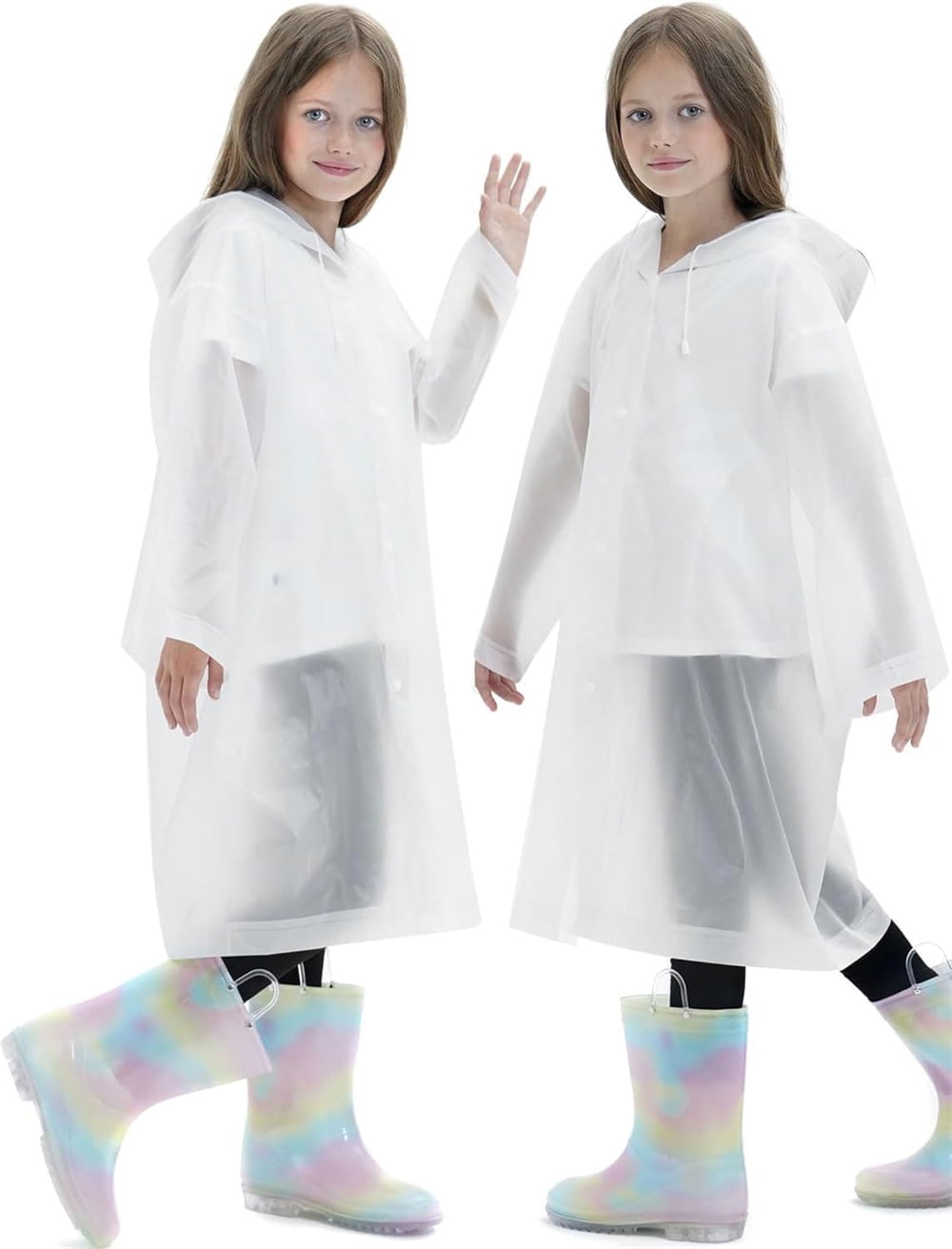 2 Pack Raincoat Rain Poncho for Kids, Reusable EVA Rain Coats for 6-14 ...