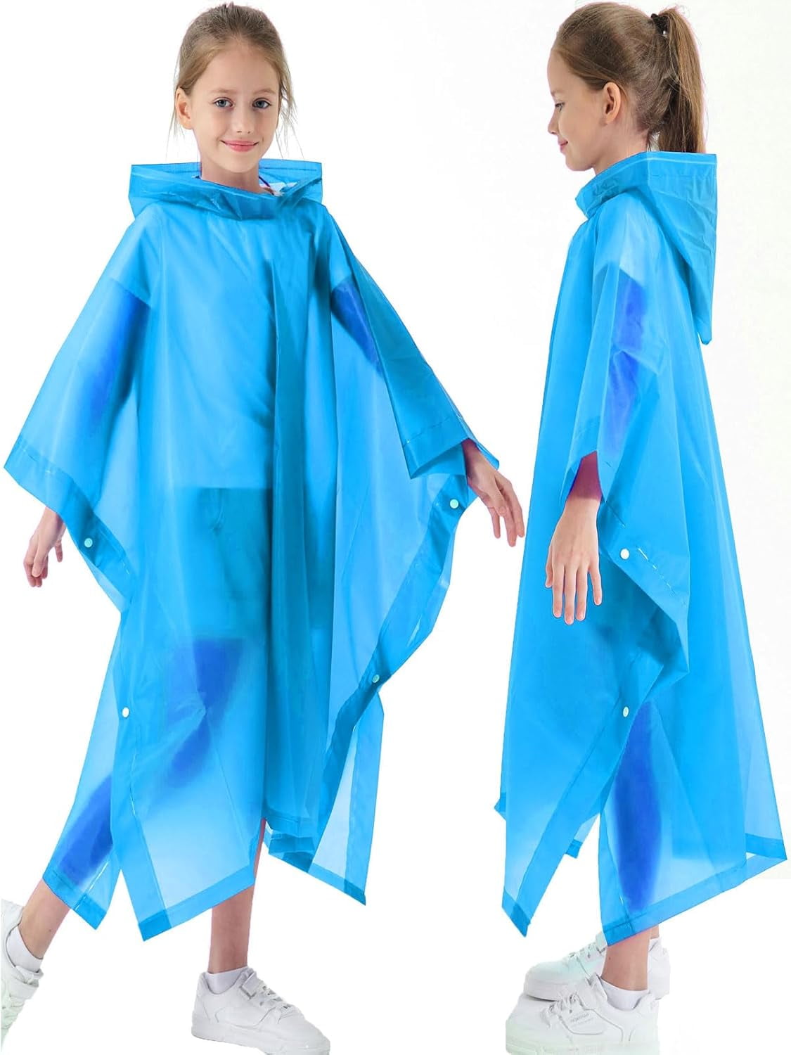 2 Pack Raincoats for Kids, Borogo Kids Rain Jacket Reusable Emergency Rain Ponchos with with Big ...
